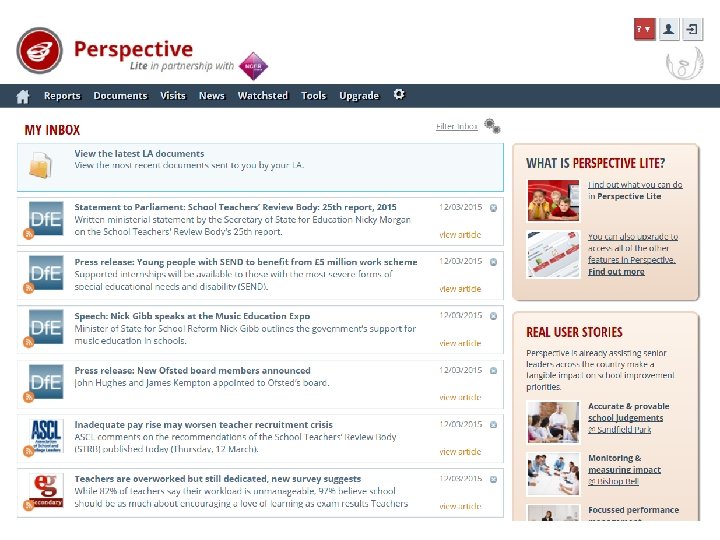 PERSPECTIVE LITE for Secondary Schools OVERVIEW What Perspective