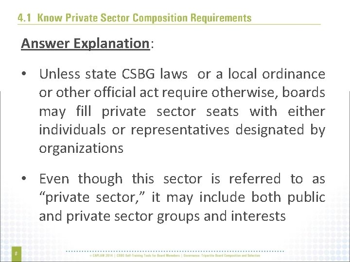 1 This tool focuses on the CSBG requirements