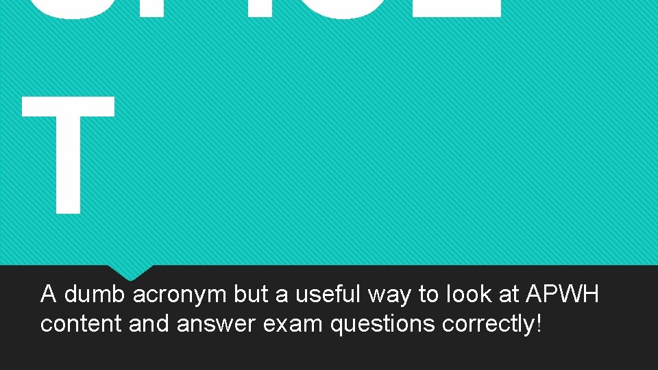 SPICET A dumb acronym but a useful way