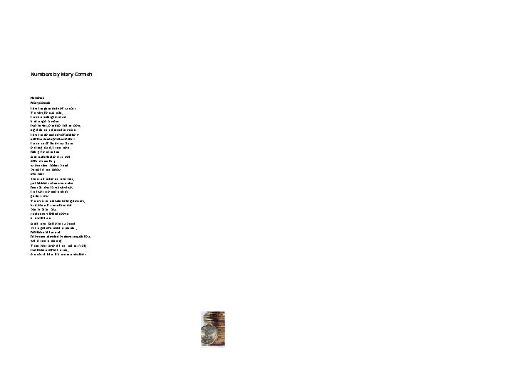 Numbers by Mary Cornish Numbers Mary Cornish I