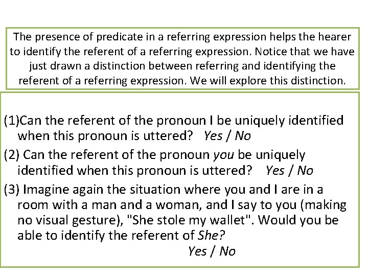 Unit 6 Predicates Referring Expressions and Universe of