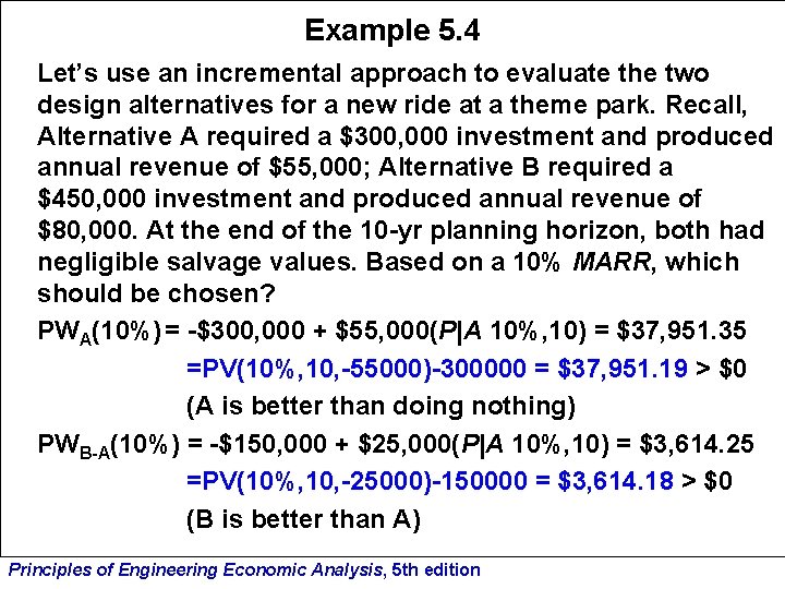 Chapter 5 Present Worth Analysis Principles of Engineering
