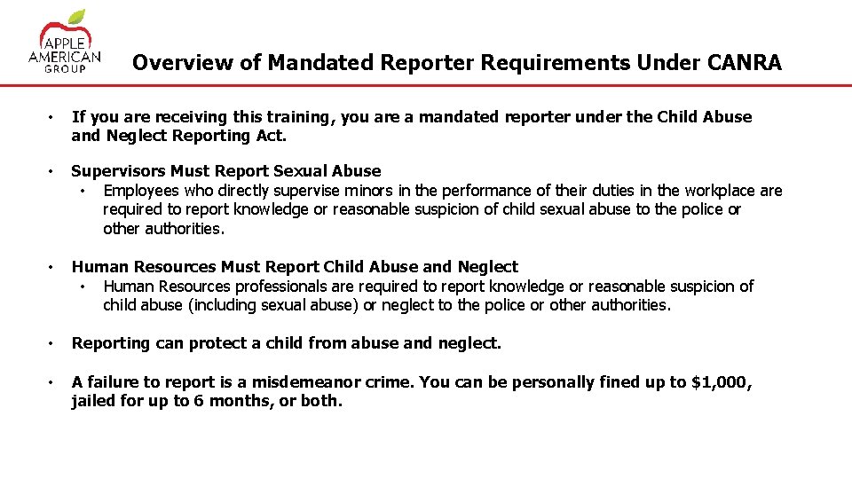 California Child Abuse Neglect Reporting Act CANRA Mandated