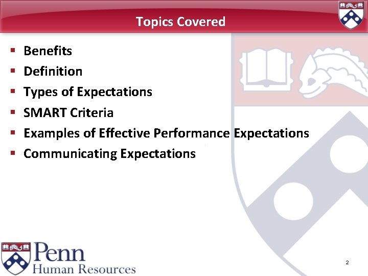 Setting Performance Expectations 1 Topics Covered Benefits Definition