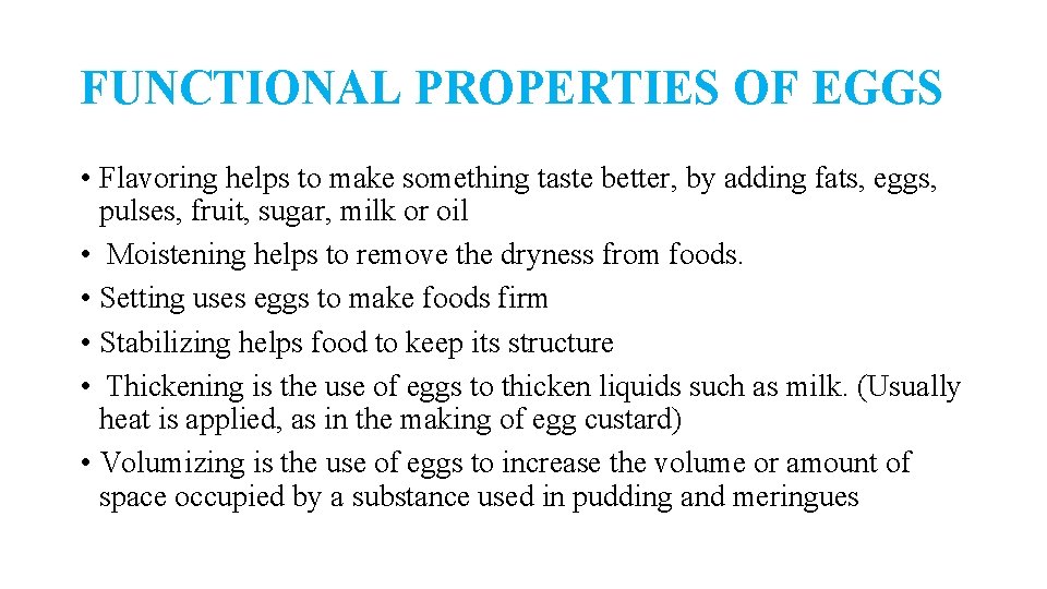 EGG PROCESSING A round oval body laid by