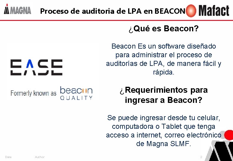 Software BEACON Auditorias de LPA Proceso de auditoria