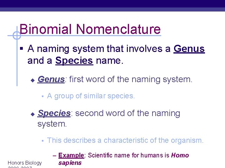 Biological Classification Honors Biology Natures Need for Organization