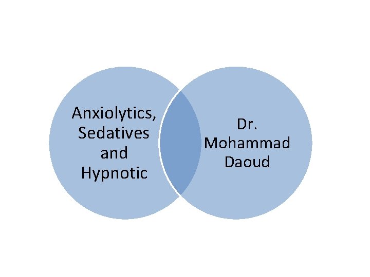 Anxiolytics Sedatives and Hypnotic Dr Mohammad Daoud Anxiety