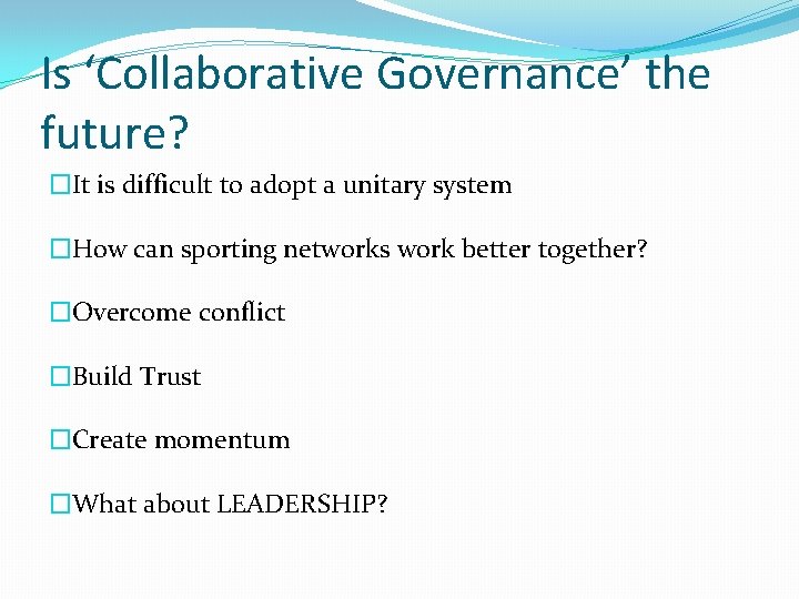 Sport Governance Models and Structures Dr Ian OBoyle