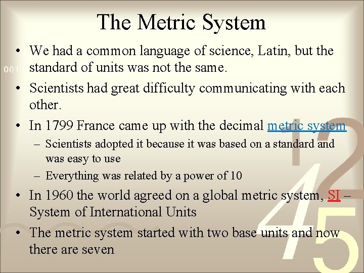UNIT 1 Foundations Chapter 3 Measurements Basic Terms