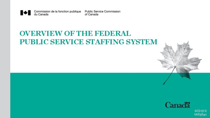 OVERVIEW OF THE FEDERAL PUBLIC SERVICE STAFFING SYSTEM