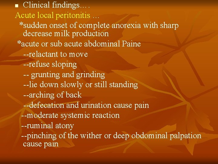 Traumatic reticulo peritonitis TRP Allied syndrom n TRP
