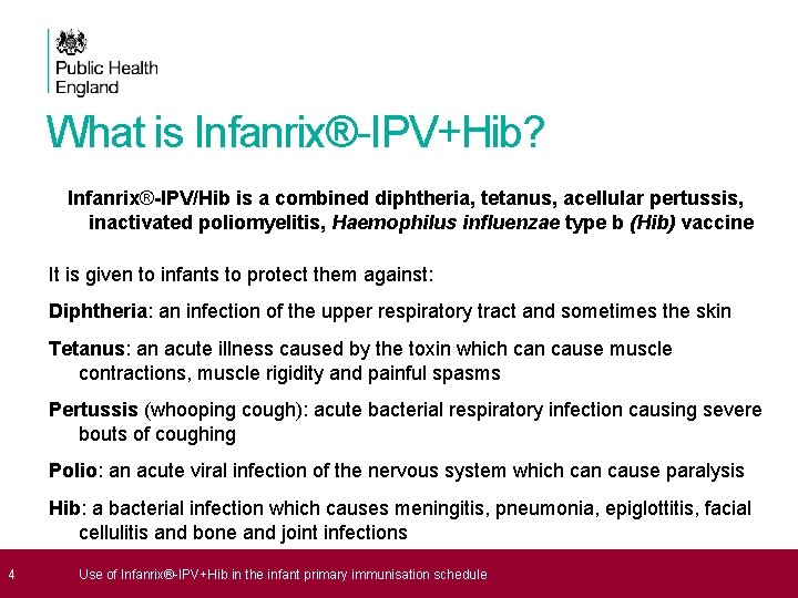 Use of InfanrixIPVHib in the infant primary immunisation