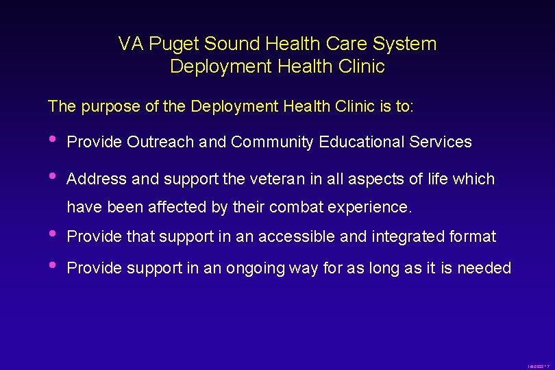 VA Puget Sound Health Care System Deployment Health