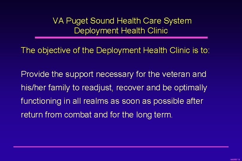 VA Puget Sound Health Care System Deployment Health