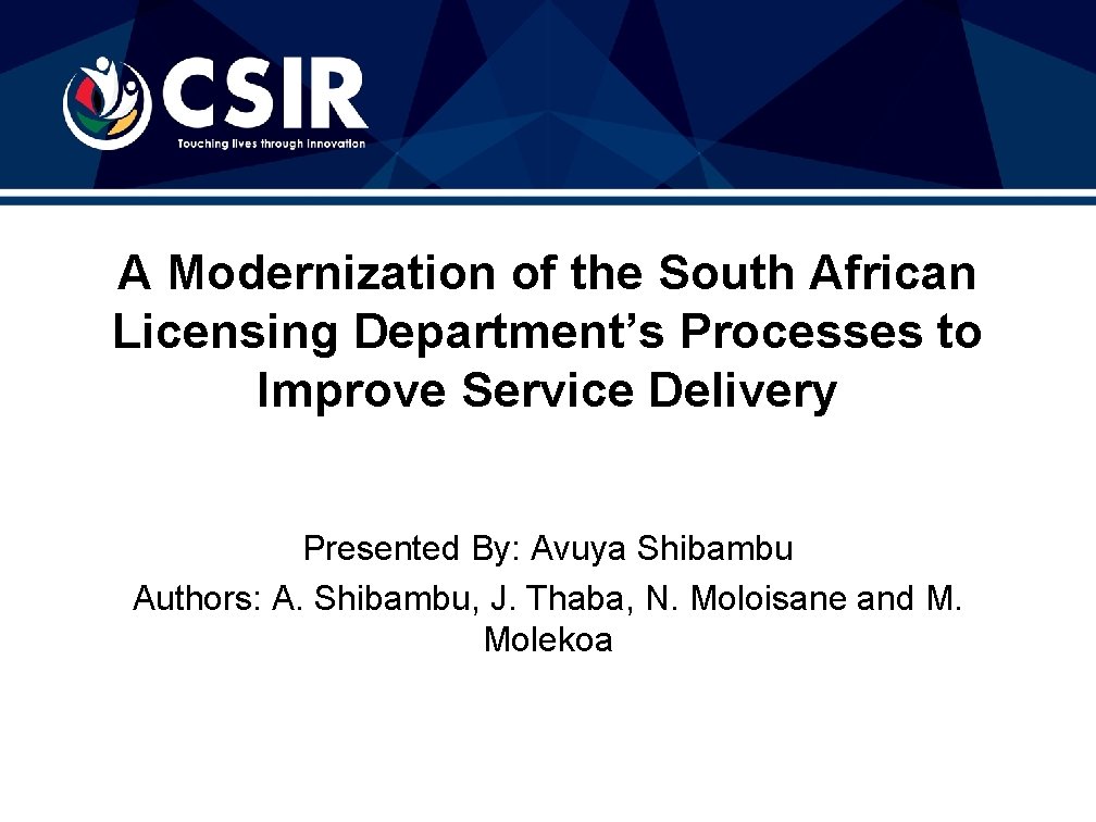 A Modernization of the South African Licensing Departments
