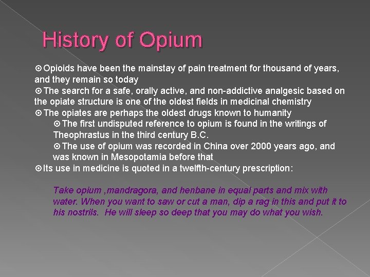 Opioid Analgesics Erica Y Ramirez Southern Methodist University