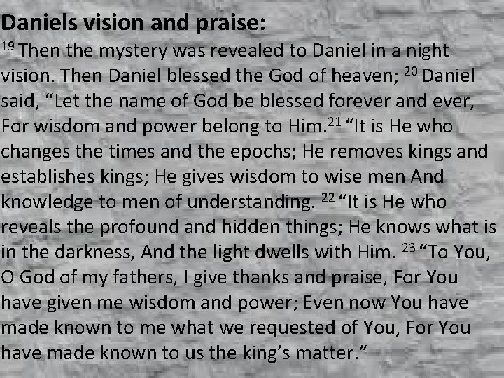 The Book Of Daniel Chapter Two Outline of
