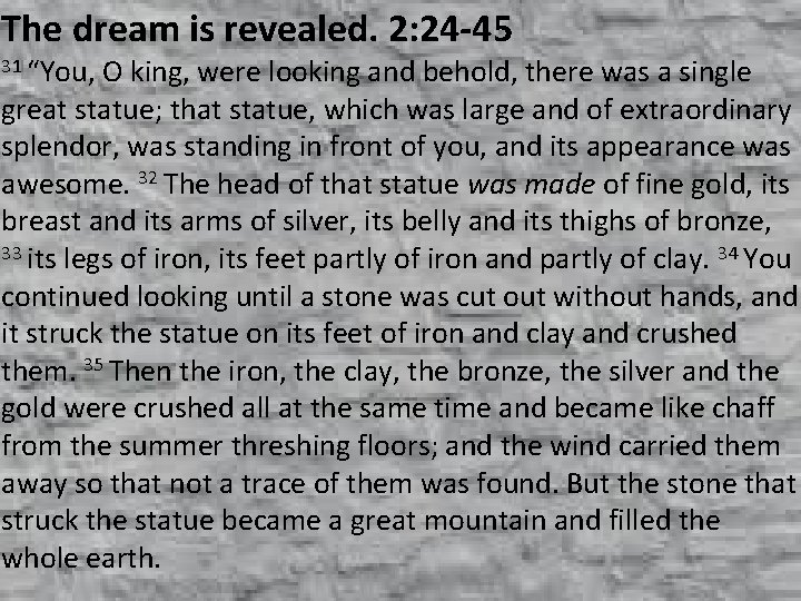 The Book Of Daniel Chapter Two Outline of