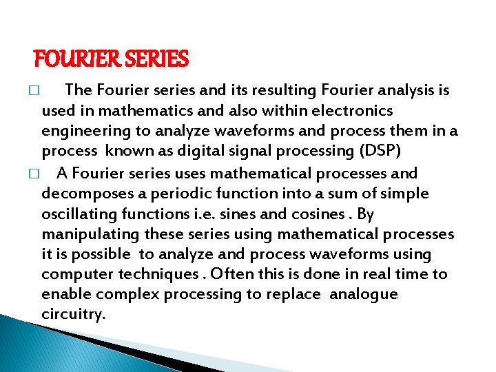 Fourier series and its Applications by R Pravarsha