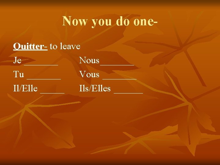 La conjugaison des verbes en ER Conjugating ER