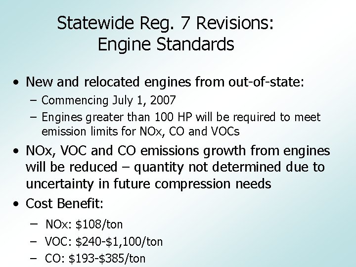 Air Quality Regulation 7 Briefing for the Garfield