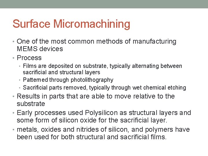 MEMS FABRICATION Cody Laudenbach Overview MEMS overview Electronics