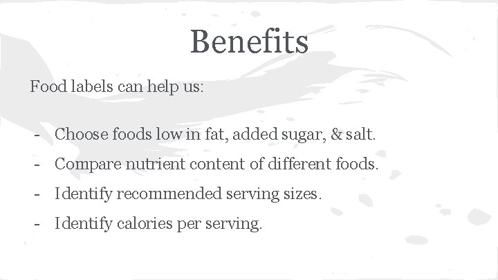 Reading Food Labels Aim How can we understand