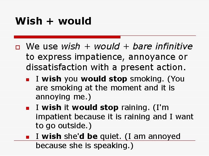 I Wish Wishes about the present and future