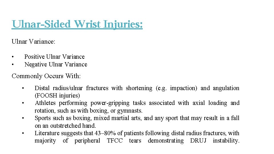 UlnarSided Wrist Pain in the Athlete Sarah A