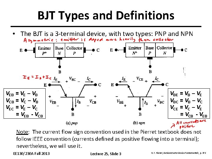 Lecture 25 OUTLINE The Bipolar Junction Transistor Introduction
