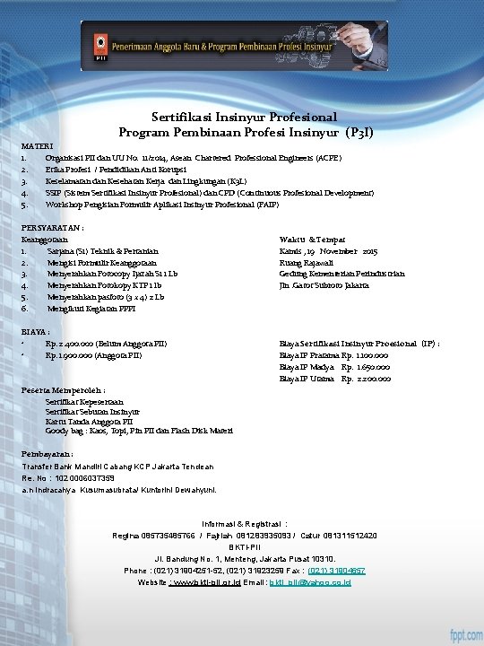 Sertifikasi Insinyur Profesional Program Pembinaan Profesi Insinyur P