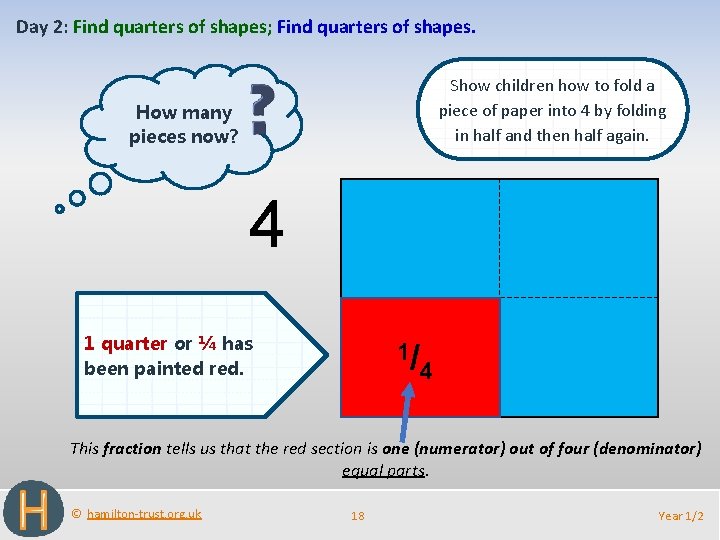 Fractions and Multiplication Understanding halves and quarters Objectives