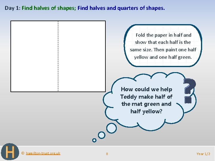 Fractions and Multiplication Understanding halves and quarters Objectives
