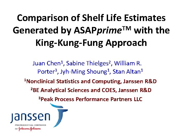 Comparison of Shelf Life Estimates Generated by ASAPprime
