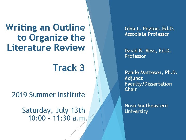 Writing an Outline to Organize the Literature Review