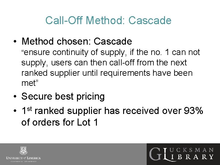 Implementing the National Book Tender at the University