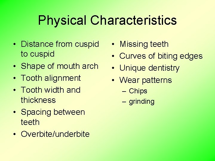 Bite Marks Dr M Diamond Dental Identification Victims
