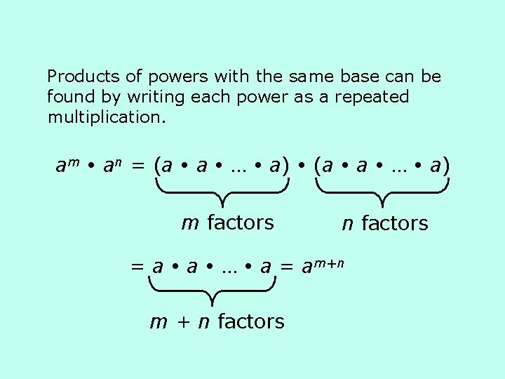 Algebra 1 7 3 Multiplication Properties of Exponents