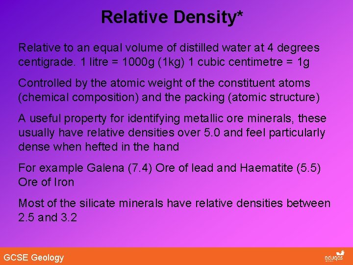 GCSE Geology The Physical Properties of Minerals Click