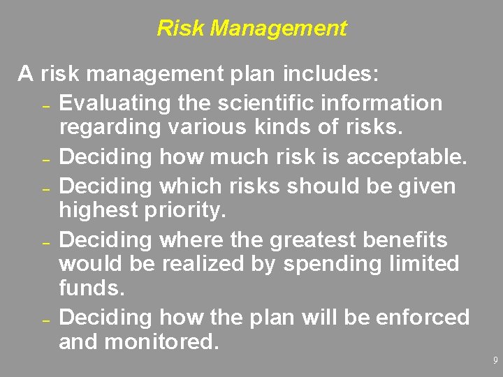 Chapter 3 Environmental Risks Economics and Management Most