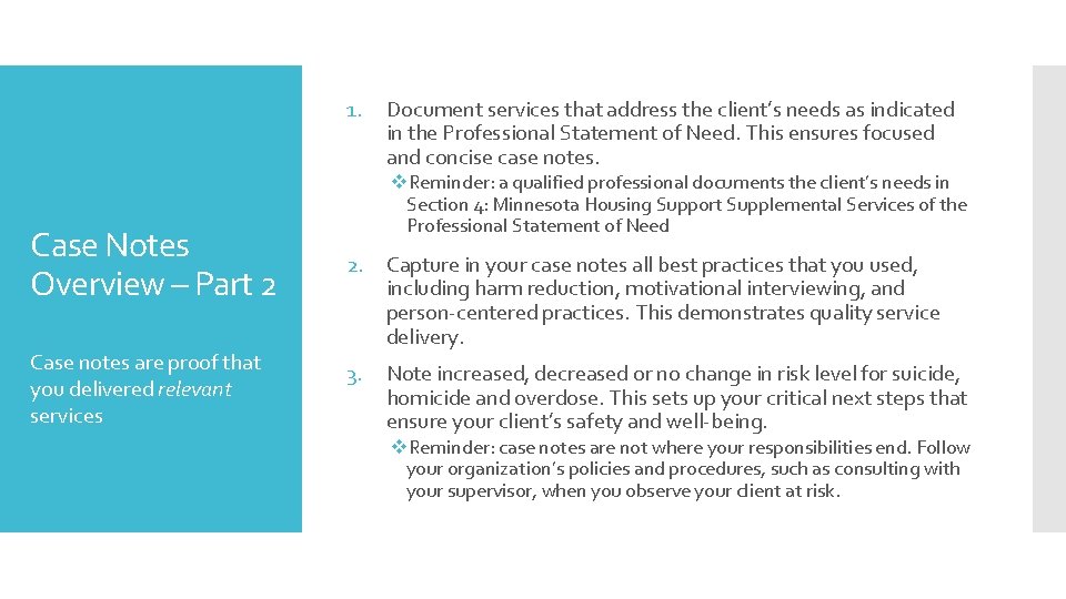 Writing a case note based on the Professional