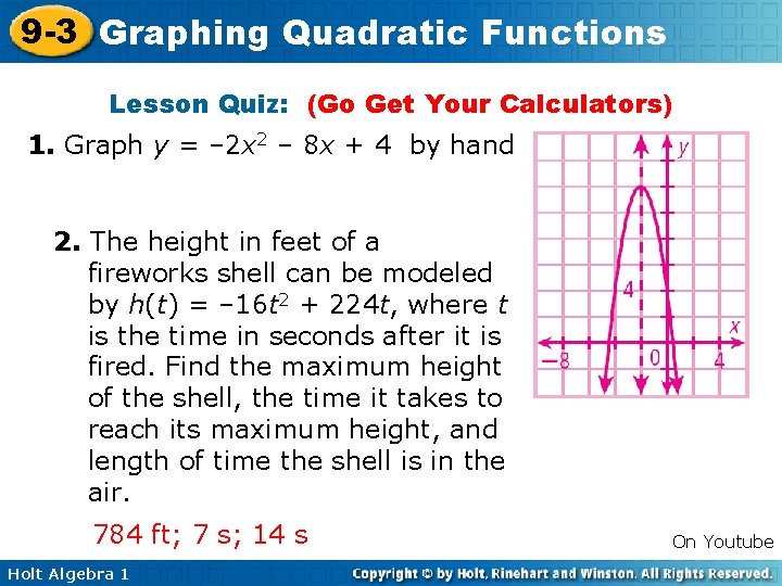 9 3 Graphing Quadratic Functions Warm Up Lesson