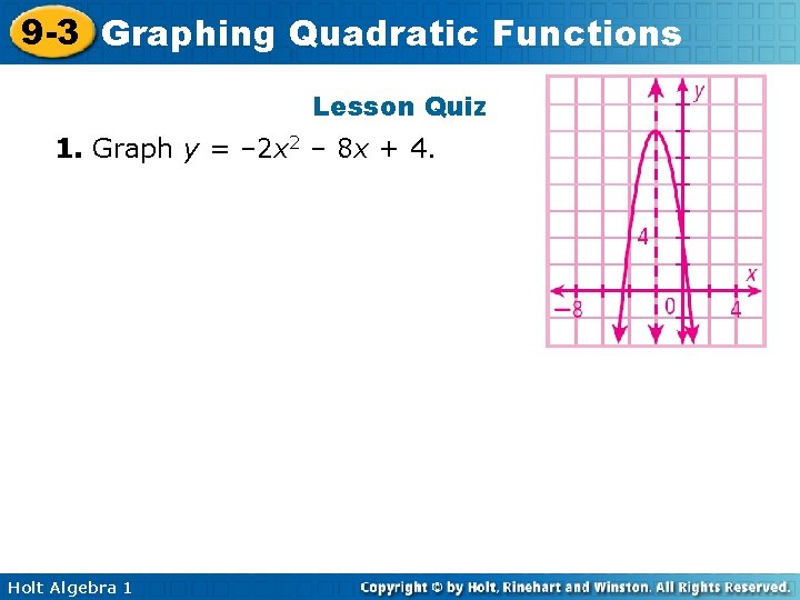 9 3 Graphing Quadratic Functions Warm Up Lesson