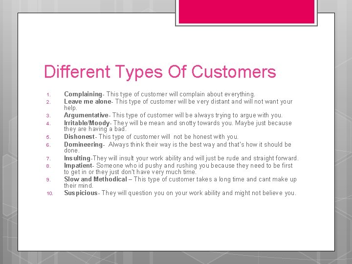 Customer Dialogue By Breana Harty Different Types Of