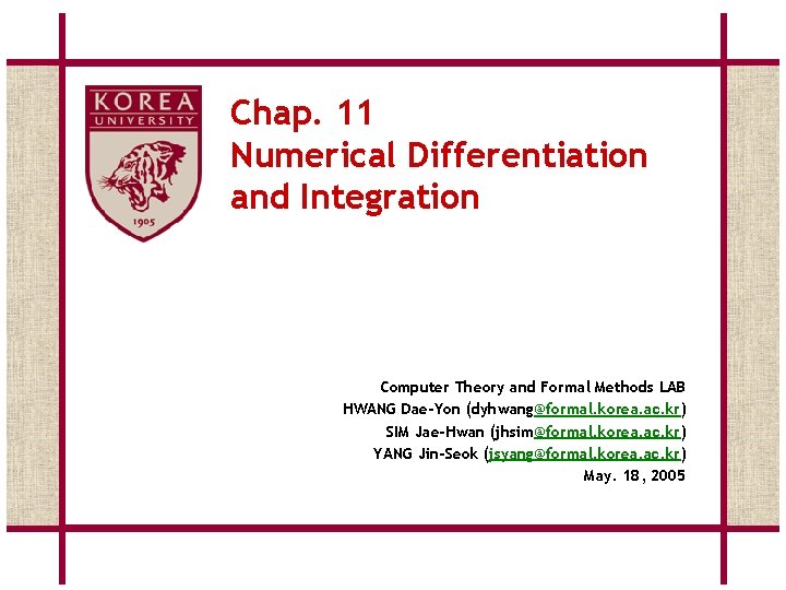 Chap 11 Numerical Differentiation and Integration Computer Theory