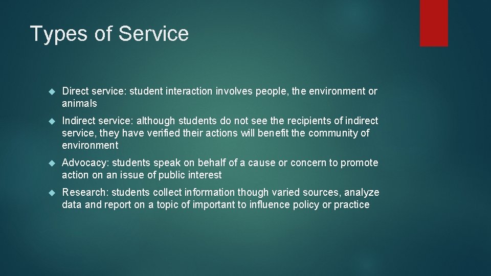 Meeting 4 Meaningful Service What is Service Collaborative