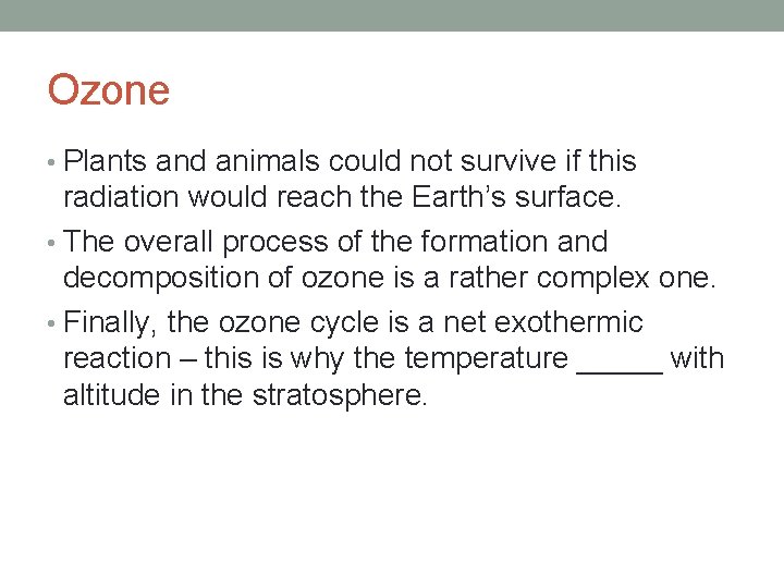 Ch 18 Chemistry of the Environment Environmental issues
