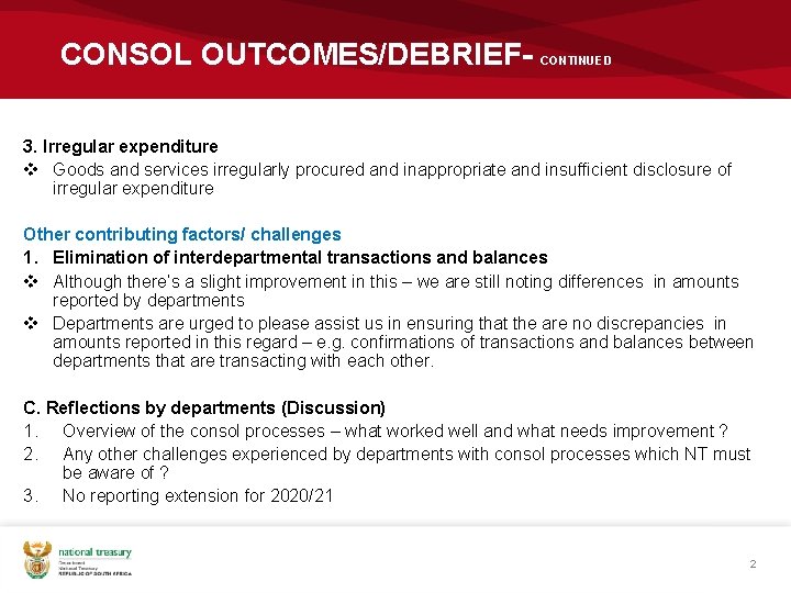 3 5 Consol 2020 outcomedebrief Presenter Thomas Matjeni