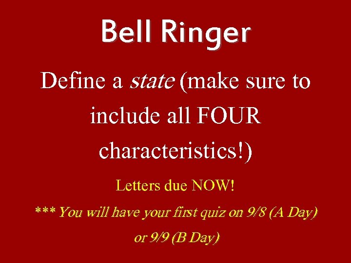 Bell Ringer What do you think should be